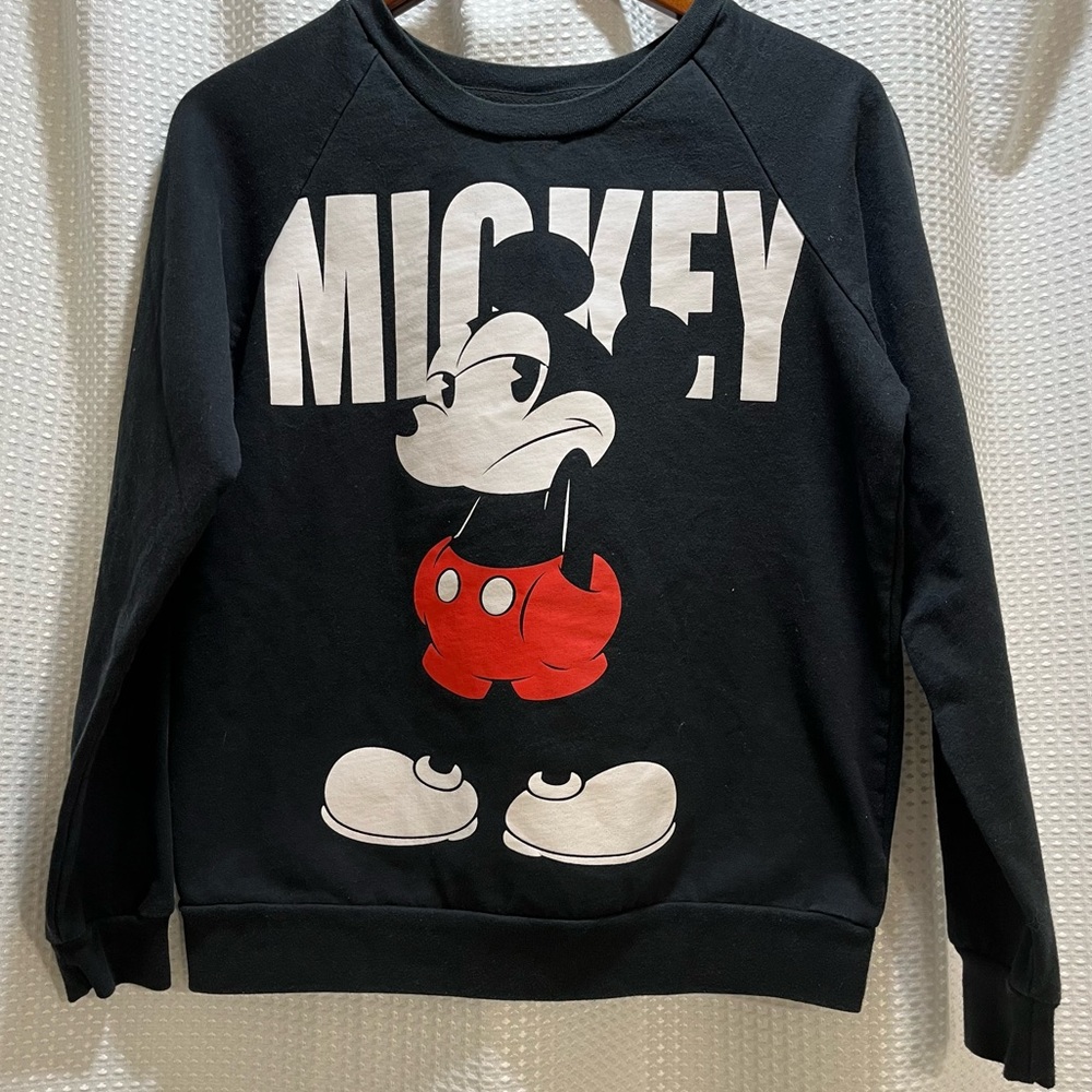 Rare Vintage Angry Faced Mickey Black Disney Sweatshi… - Gem